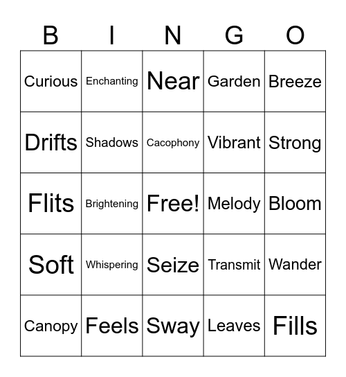 Context Clues Bingo Card