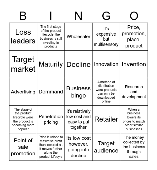 Business Bingo Card