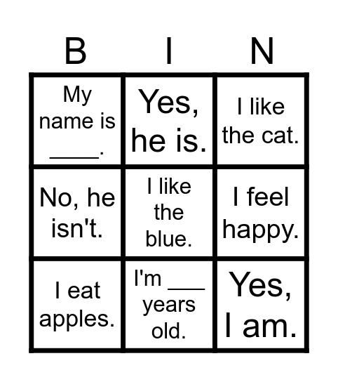 INFORMATION Bingo Card