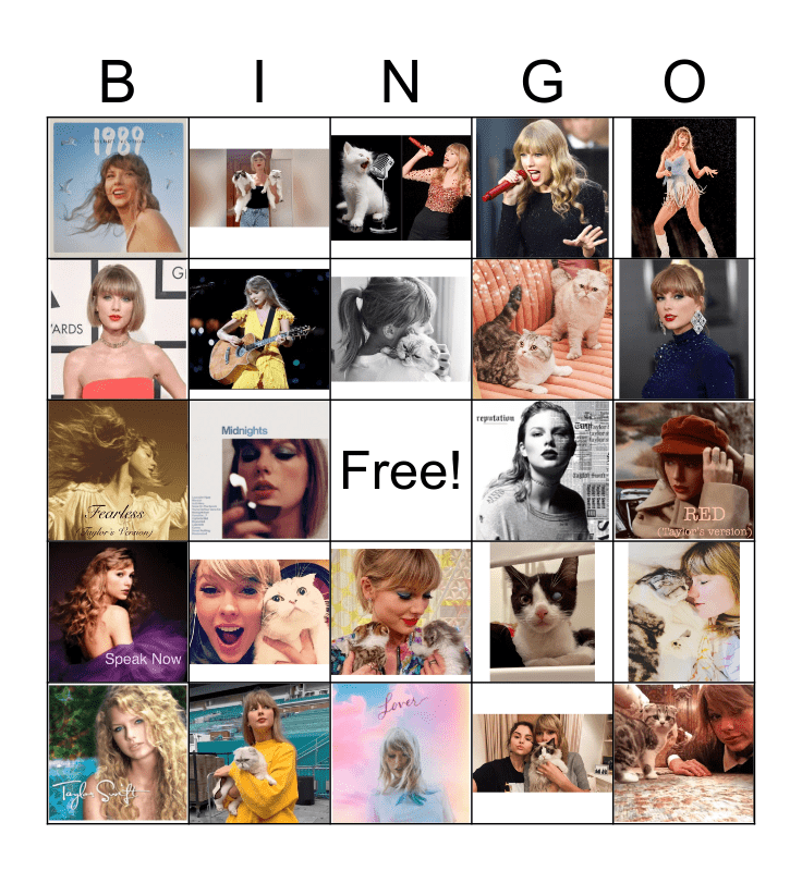 Taylor Swift Bingo Card