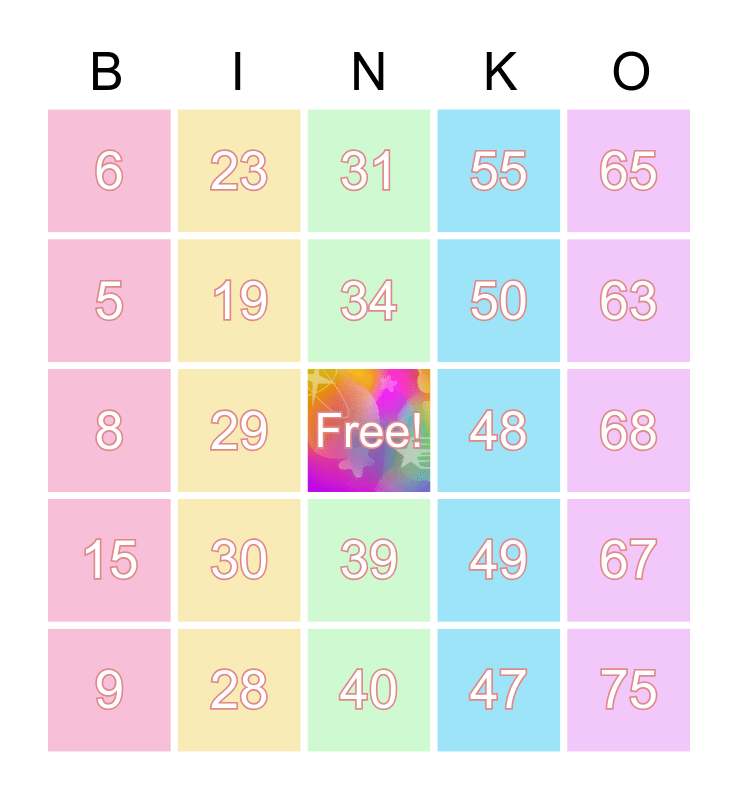 Gamebox Bin-KO 1-75 (på kryds og tværs) Bingo Card