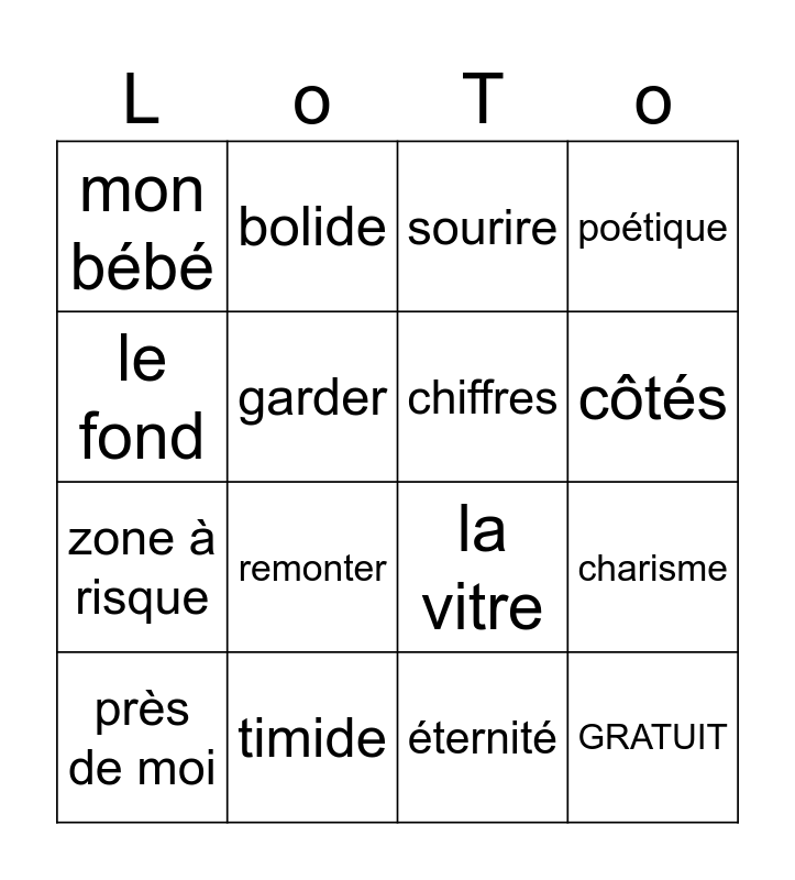 GIMS Loto Bingo Card