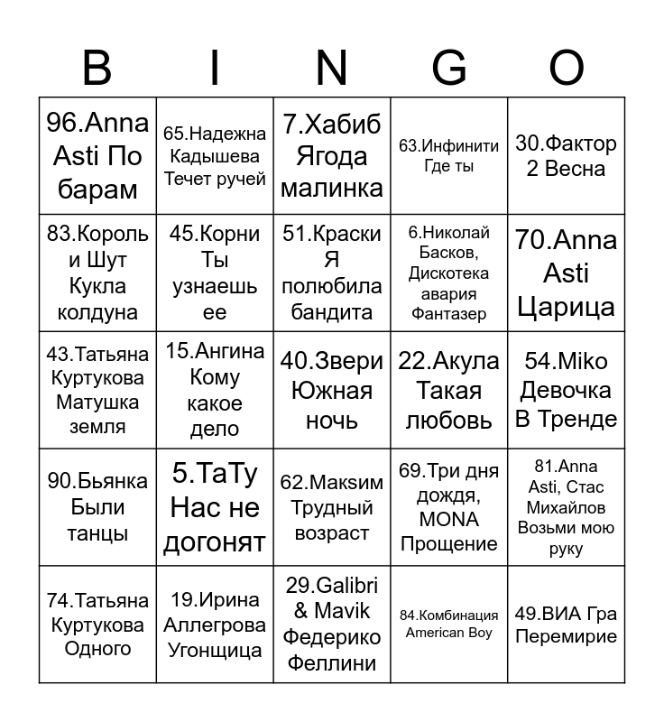 МУЗЛОТО DOMODEDOVO INTEGRATION Bingo Card