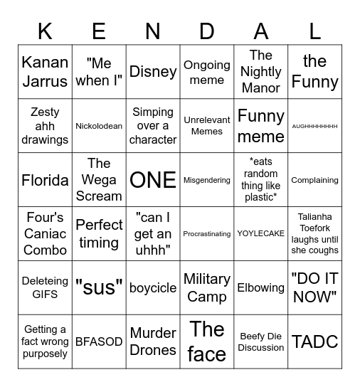 Friend Group Bingo Card