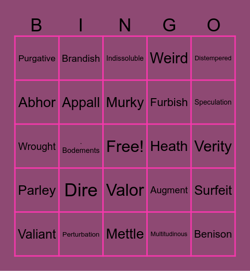 MacBeth Bingo Card