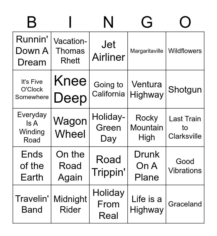 Spring Break Bingo Card