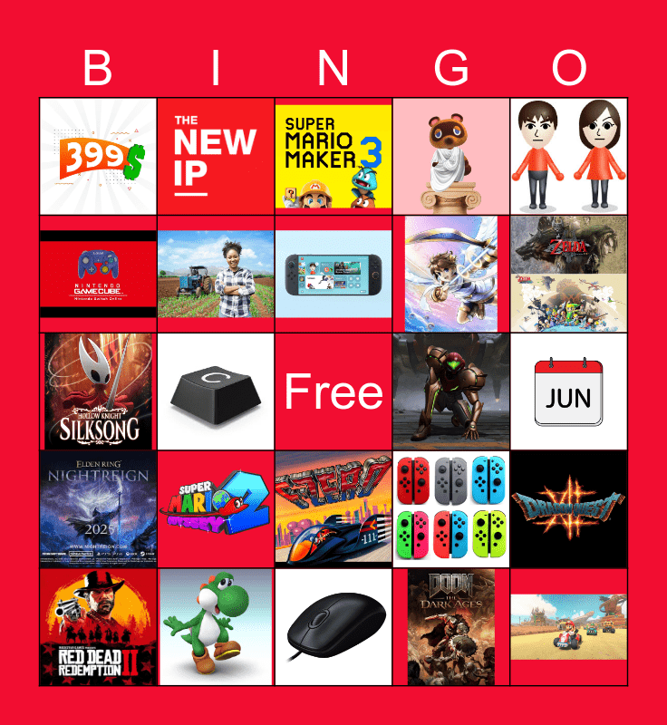 Nintendo Switch 2 Presentation Bingo Card