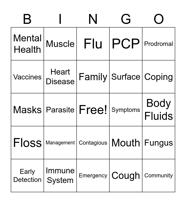 Infection Prevention BINGO Card