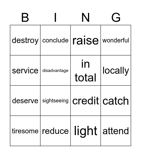 Listening Bingo Card