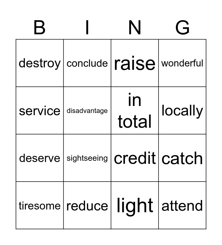 Listening Bingo Card