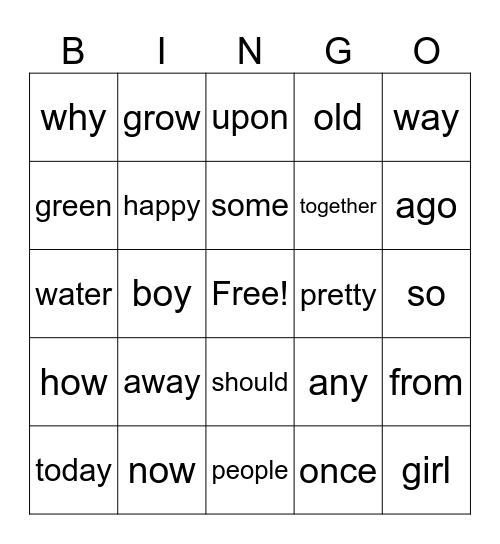 Wonders Unit 3 sight word bingo Card