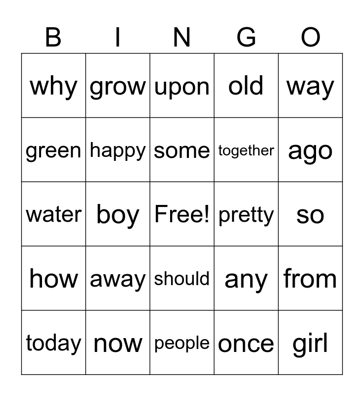 Wonders Unit 3 sight word bingo Card