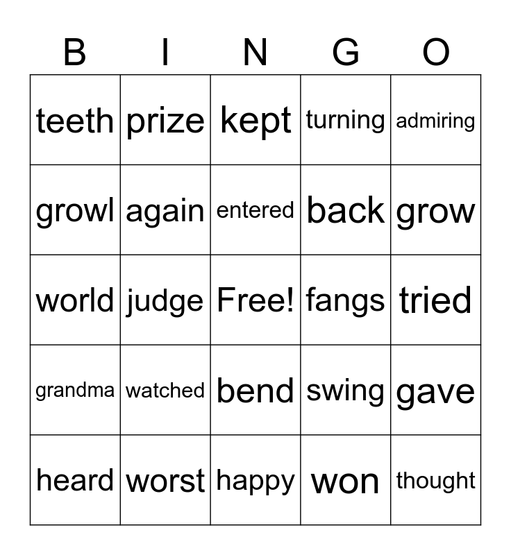 Thew Very Worst Monster Bingo Card
