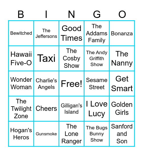 50s 60s 70s TV Theme Bingo Card