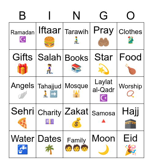 Eid Bingo Card