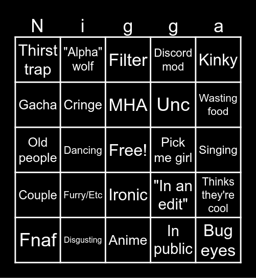 [Tiktok Cringe] Bingo Card