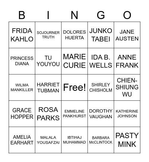 WOMEN'S TRIVIA BINGO Card