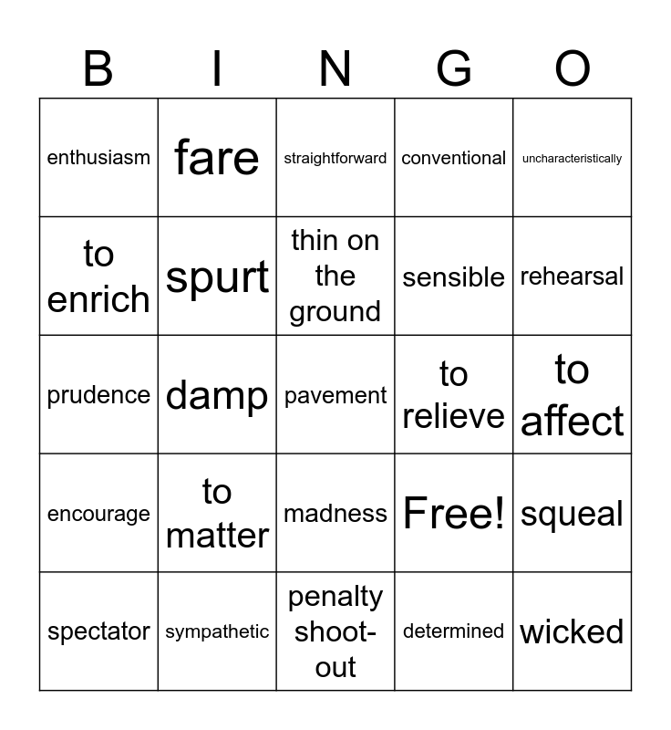 Unit 3 vocab check Bingo Card