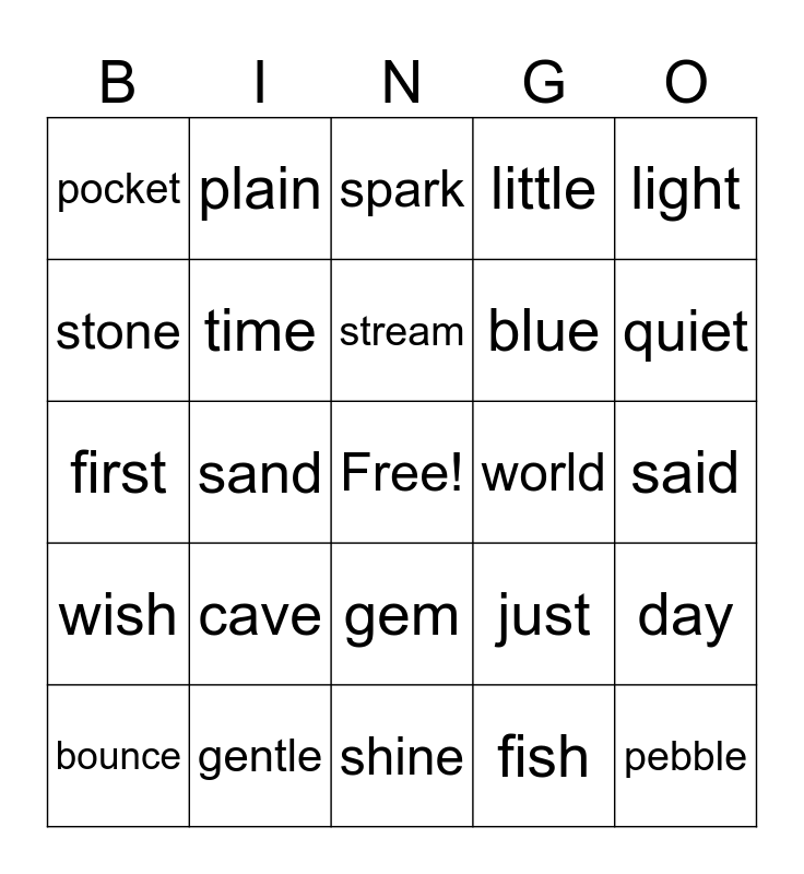 Pebble Bingo Card