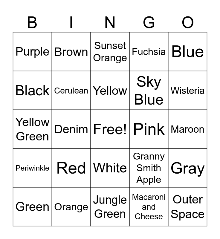 Rainbow Bingo Card