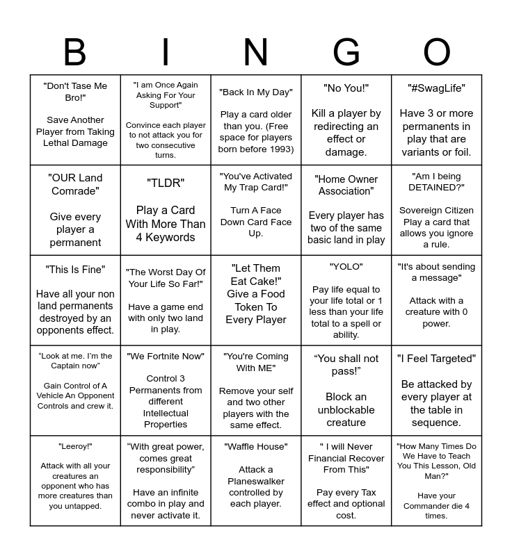 Command Fest March 2025 Bingo Card