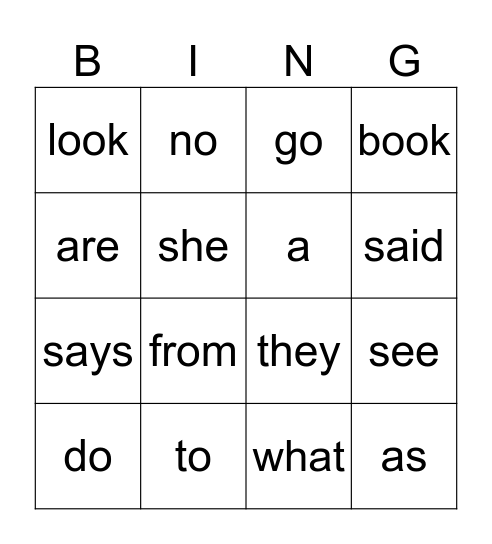 Cycle 3 Sight Word Bingo Card