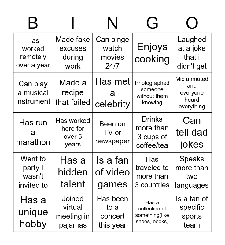 EMERSON Fun Friday Bingo Card