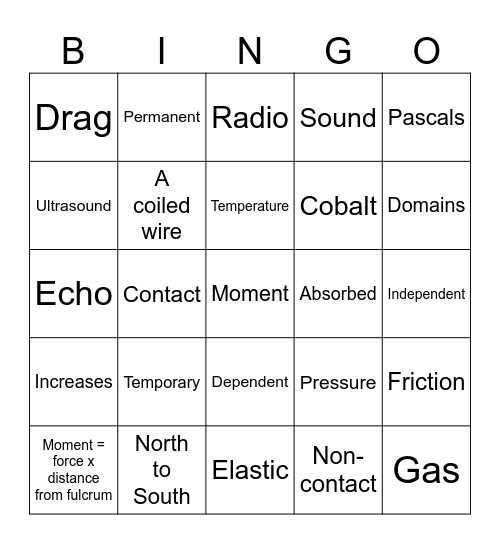 Physics Bingo Card