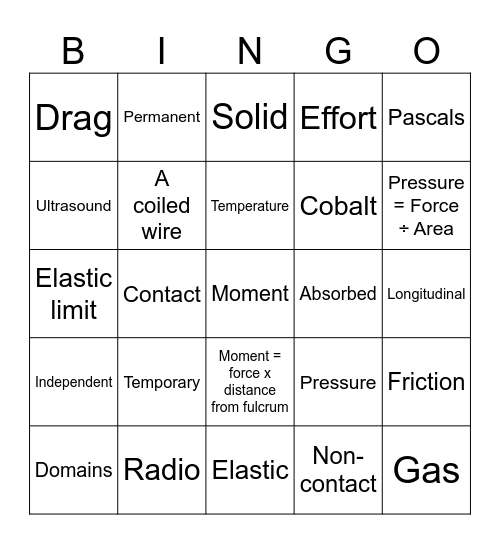 Physics Bingo Card