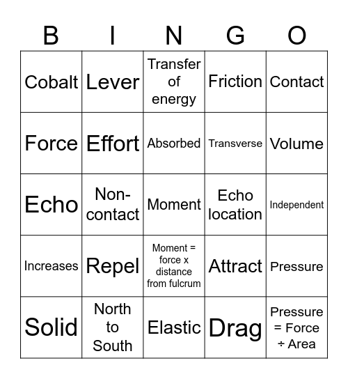 Physics Bingo Card
