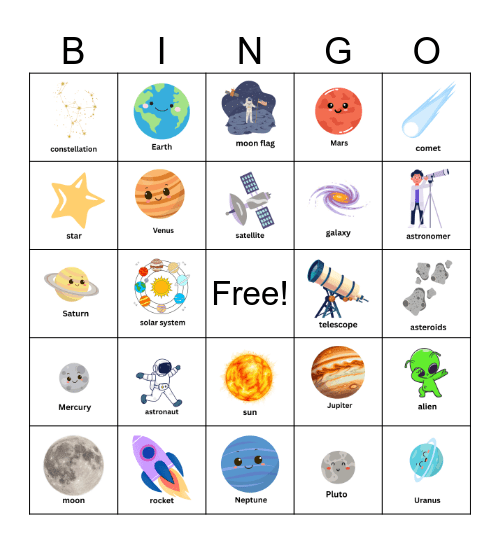 SPACE BINGO Card