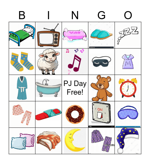 Pajama Day Bingo Card