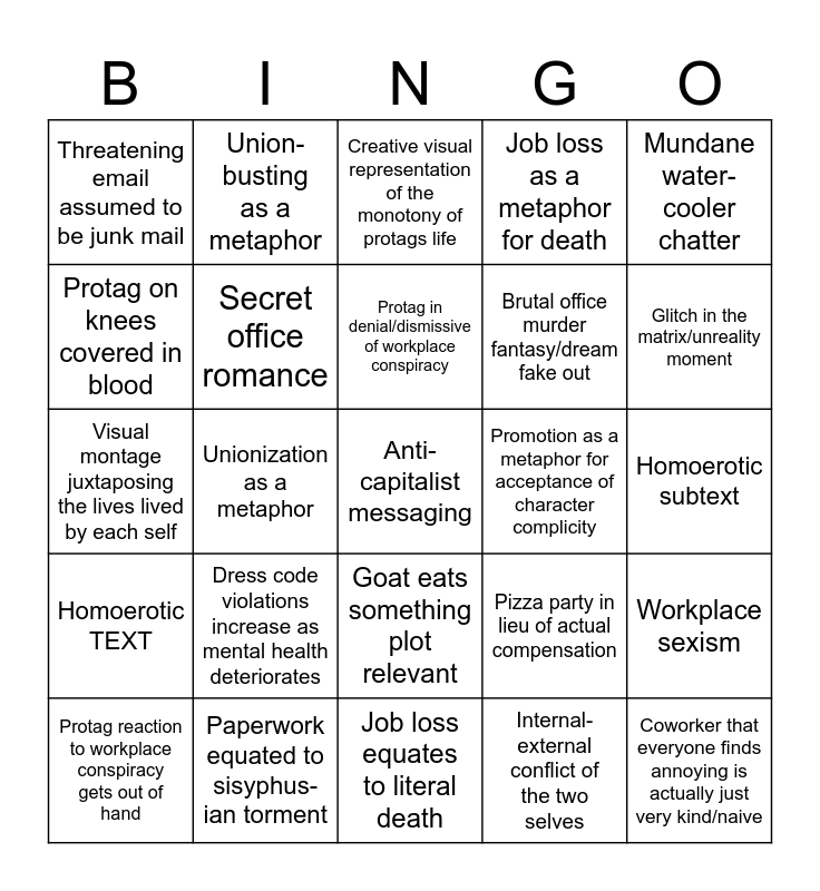 Severance Bingo Card Bingo Card