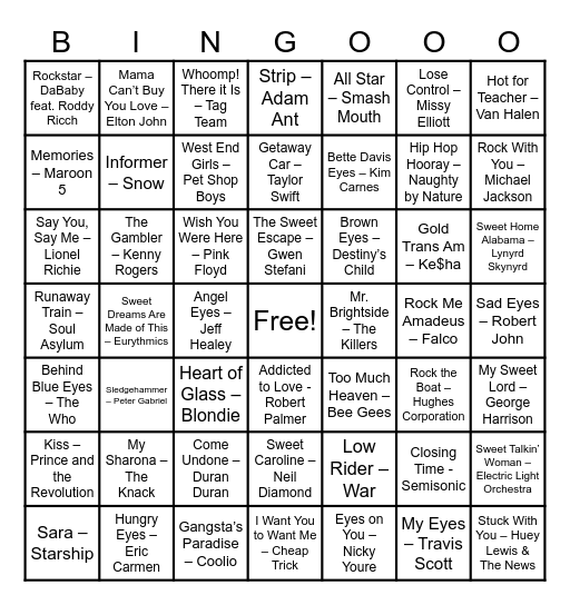 Thirsty for knowledge music bingo Card