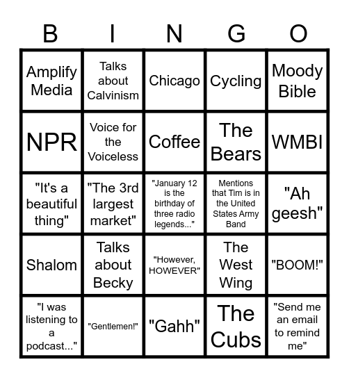Dr. Perry Bingo Card