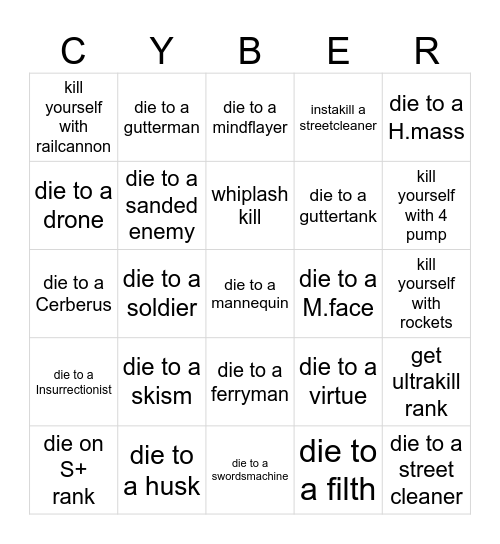 CYBERGRIND Bingo Card