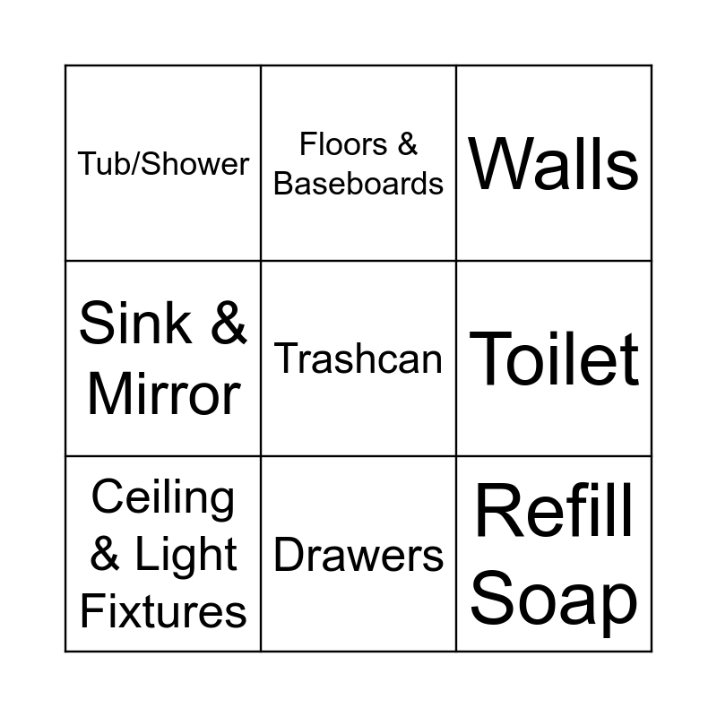 Boys' Bathroom Bingo Card