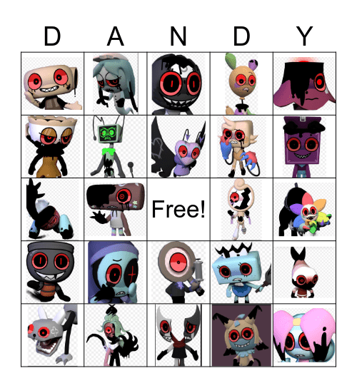Dandy's World Bingo Twisteds Bingo Card