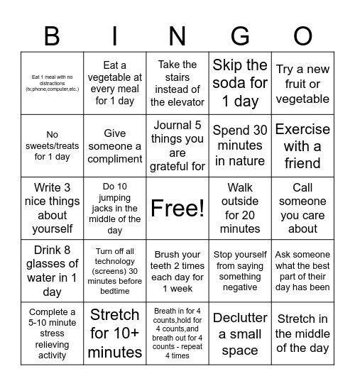 May 2025 Wellness Bingo Challenge Bingo Card