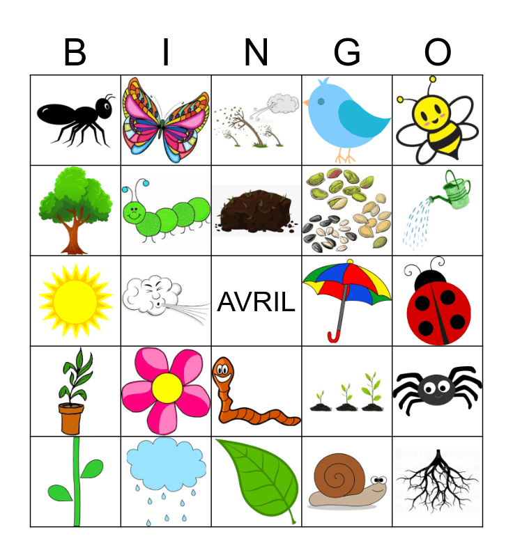 Le printemps Bingo Card