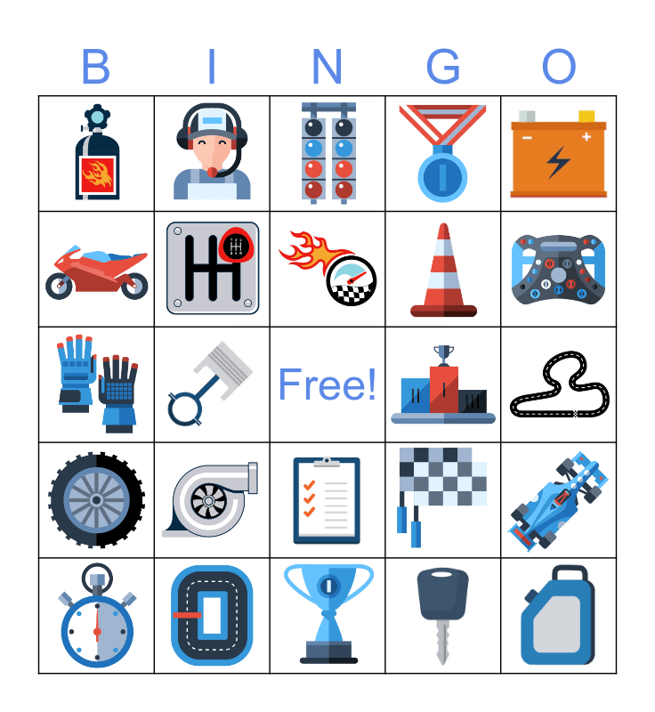 Too Fast! Bingo Card