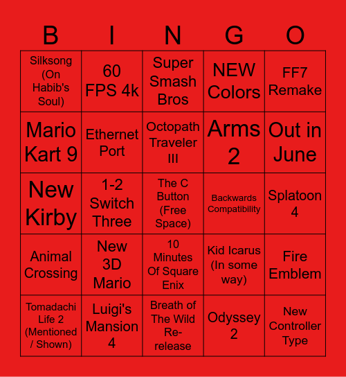 Switch 2 Direct Bingo Card Bingo Card