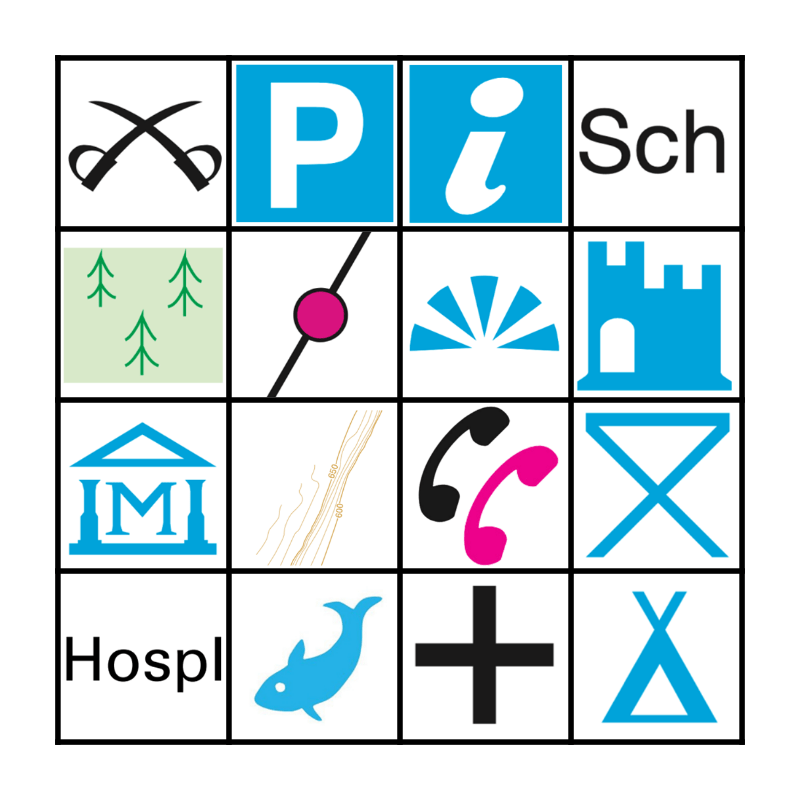 Beavers Map Symbol Bingo Card