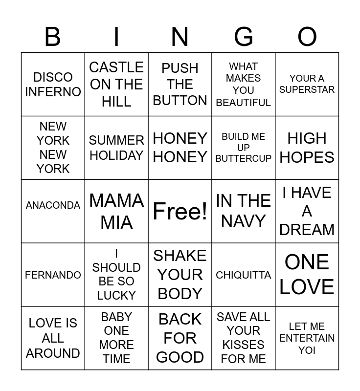 HERE WE GO Bingo Card