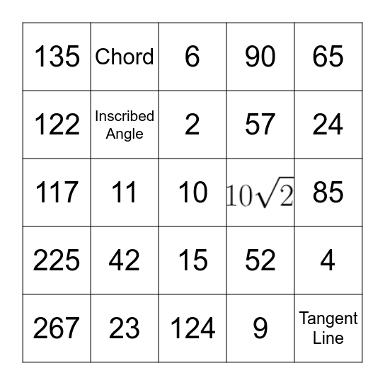 Chapter 10 Bingo Card