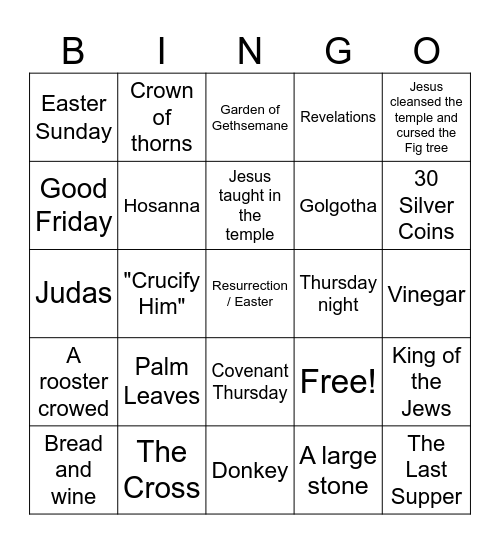 Holy Week Bingo! Bingo Card