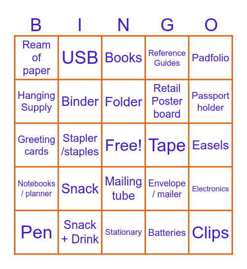 Plus-One Bingo Card