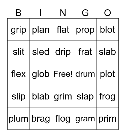 Beginning Blend Bingo Card