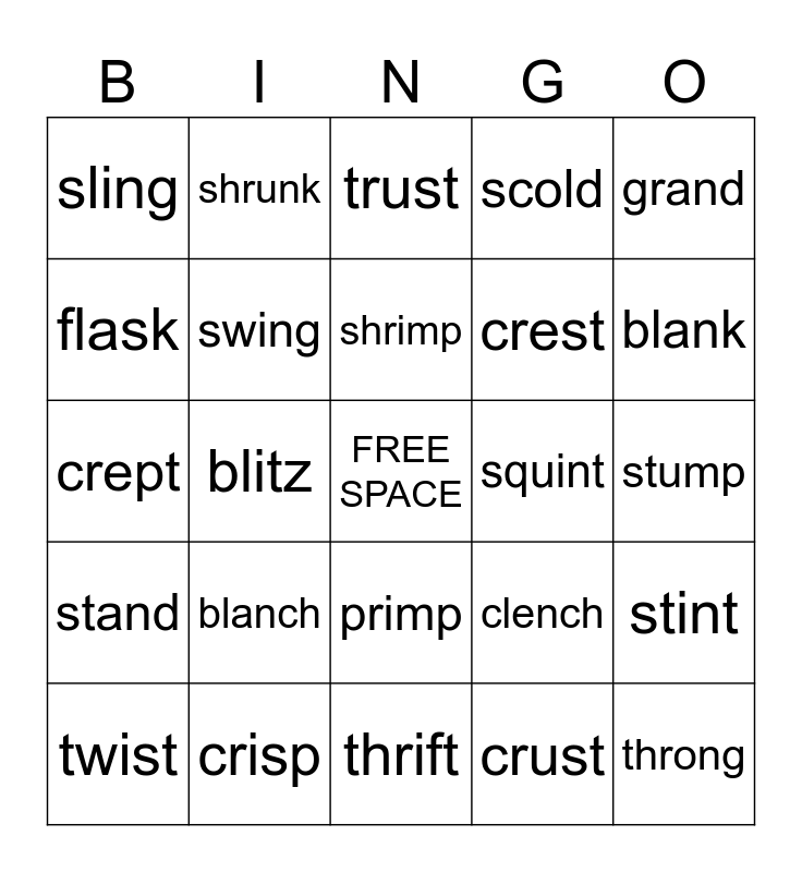 2nd Grade Bingo Card