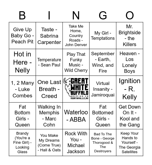 Nolan's Mix Bingo Card